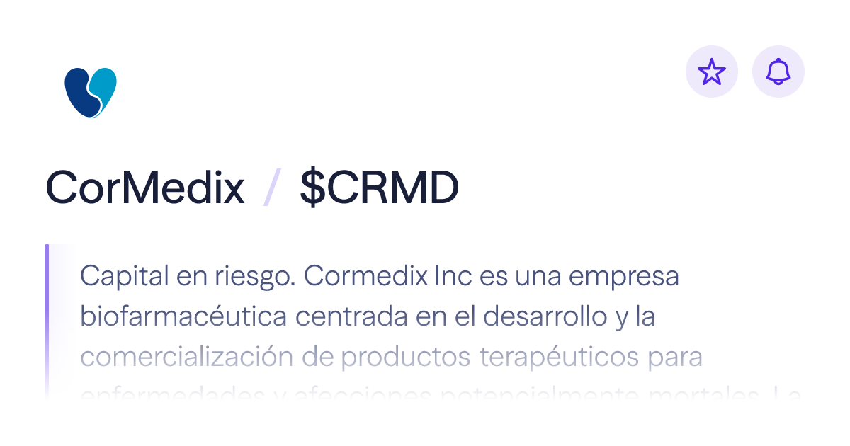 Compra acciones de CorMedix | Precio de $CRMD | Lightyear