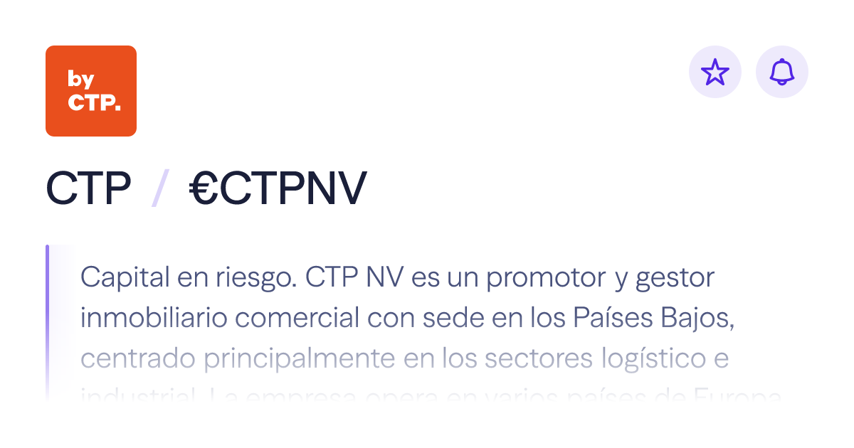 Compra acciones de CTP | Precio de €CTPNV | Lightyear