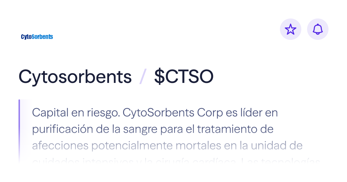 Compra acciones de Cytosorbents | Precio de $CTSO | Lightyear