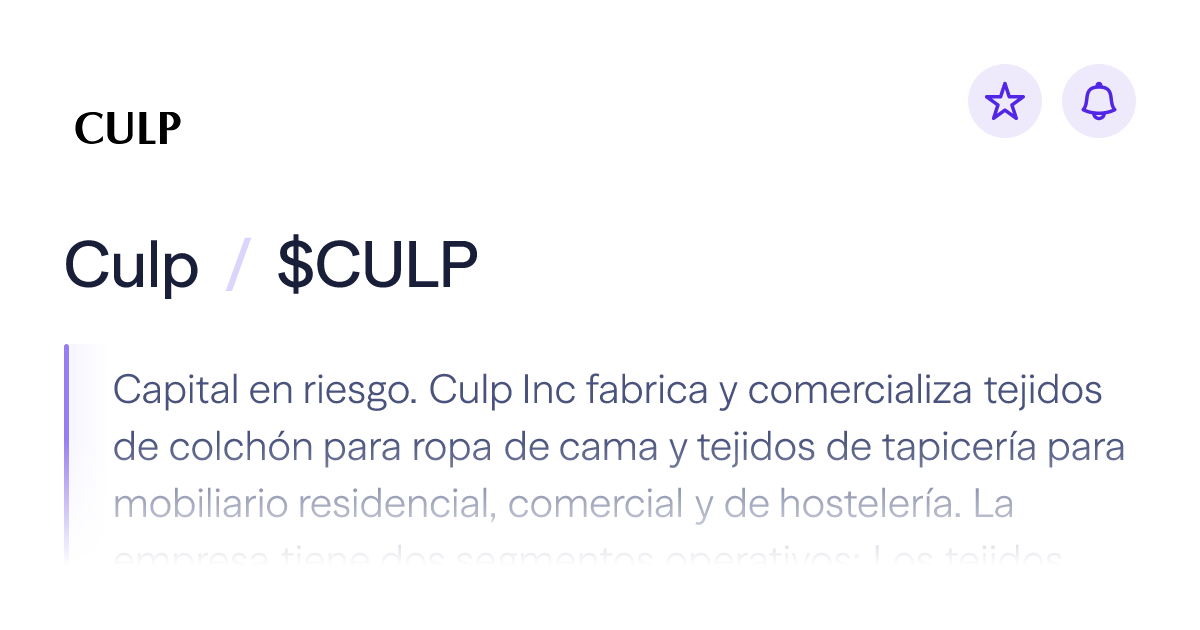 Compra acciones de Culp | Precio de $CULP | Lightyear