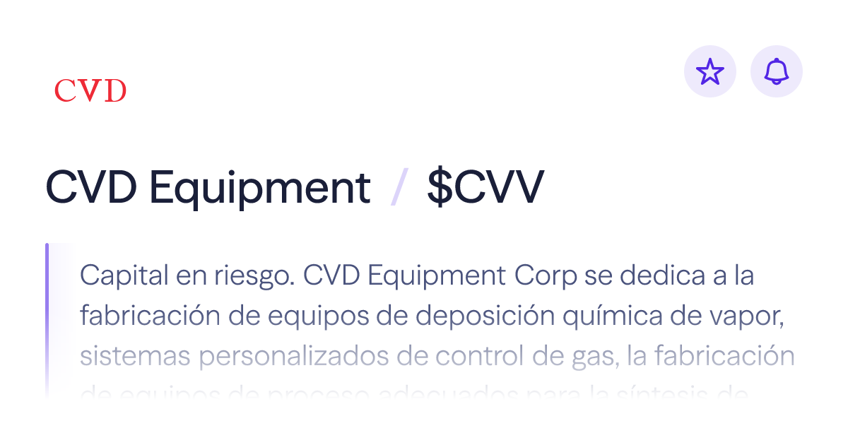 Compra acciones de CVD Equipment | Precio de $CVV | Lightyear