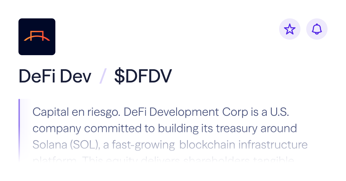 Compra acciones de DeFi Dev | Precio de $DFDV | Lightyear