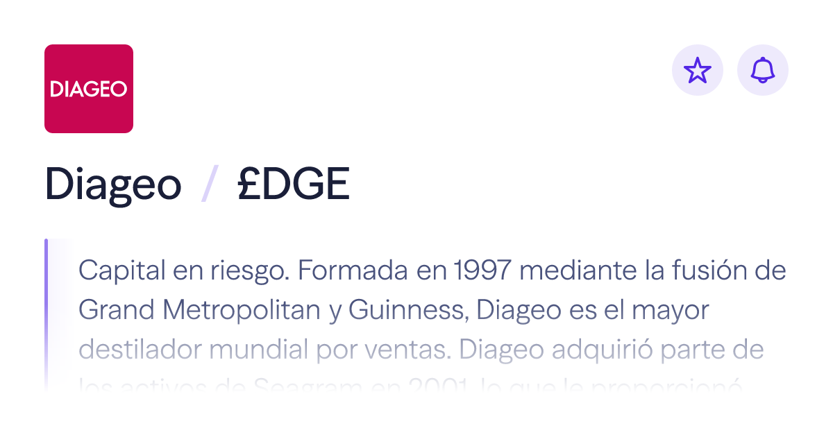 Compra acciones de Diageo | Precio de £DGE | Lightyear