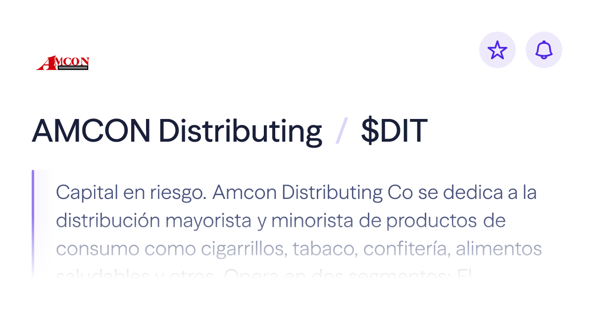 Compra acciones de AMCON Distributing | Precio de $DIT | Lightyear