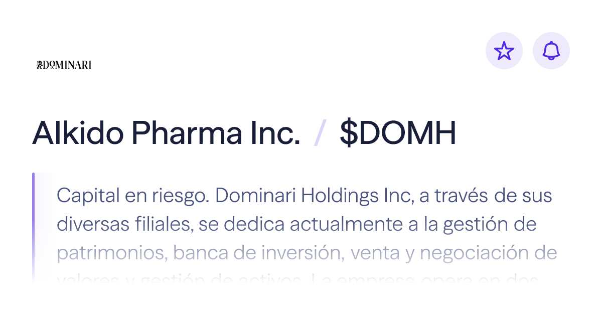 Compra acciones de AIkido Pharma Inc. | Precio de $DOMH | Lightyear