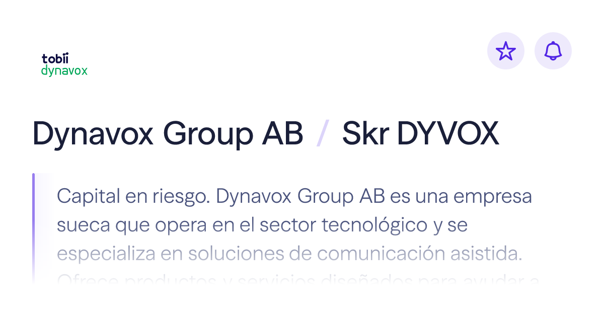 Compra acciones de Dynavox Group AB (publ) | Precio de SkrDYVOX | Lightyear