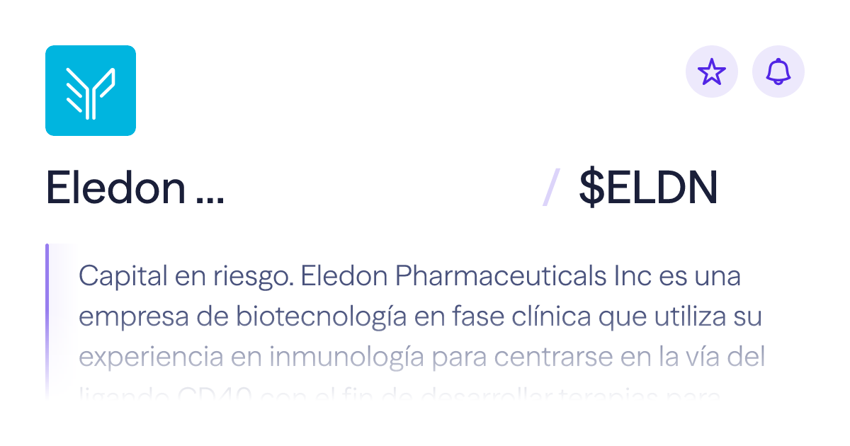 Compra acciones de Eledon Pharmaceuticals | Precio de $ELDN | Lightyear