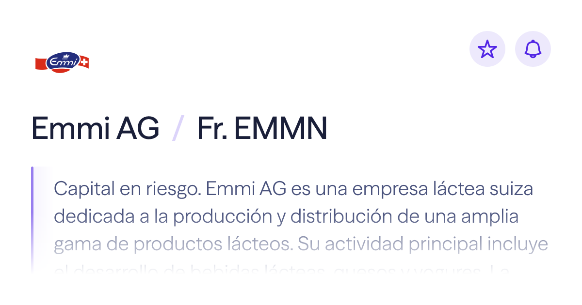 Compra acciones de Emmi AG | Precio de Fr.EMMN | Lightyear