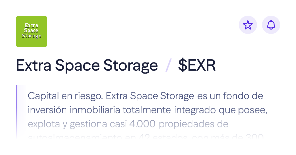 Compra acciones de Extra Space Storage | Precio de $EXR | Lightyear