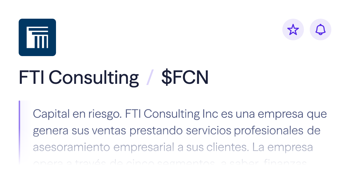 Compra acciones de FTI Consulting | Precio de $FCN | Lightyear