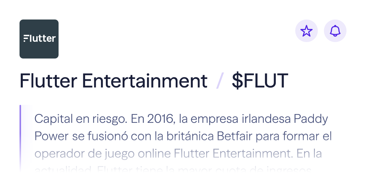 Compra acciones de Flutter Entertainment | Precio de $FLUT | Lightyear