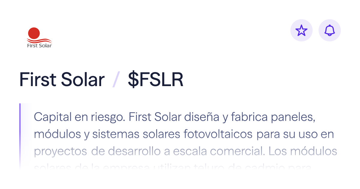 Compra acciones de First Solar | Precio de $FSLR | Lightyear