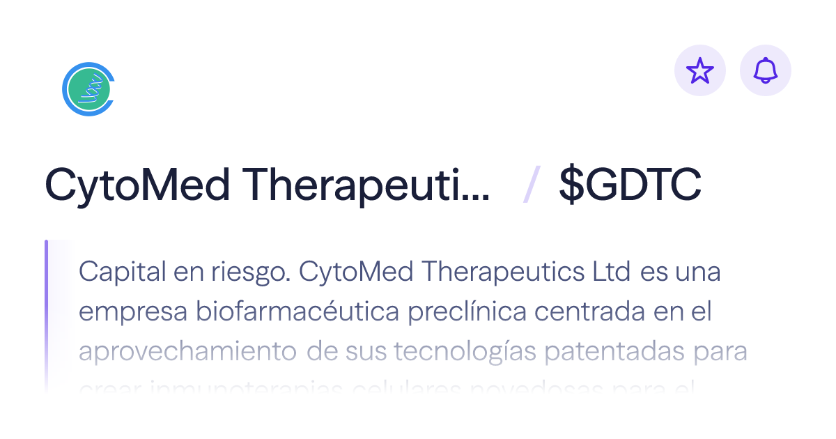 Compra acciones de CytoMed Therapeutics Limited | Precio de $GDTC ...