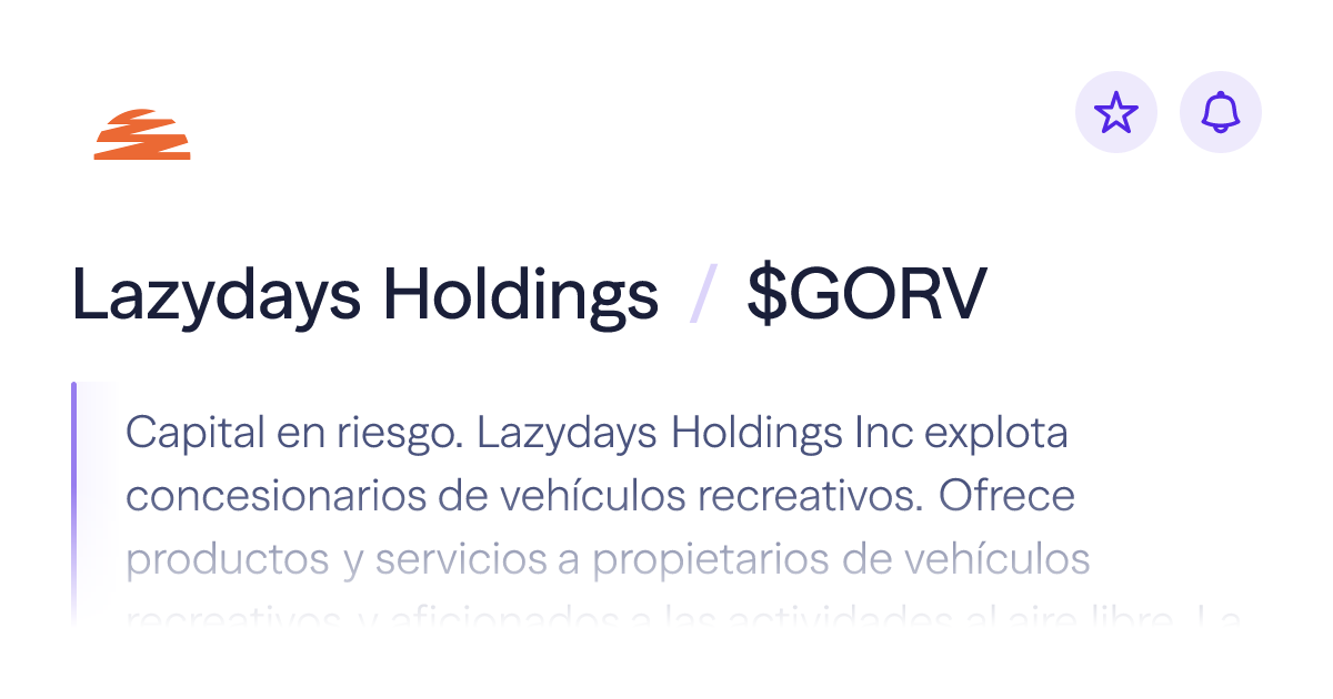 Compra acciones de Lazydays Holdings | Precio de $GORV | Lightyear