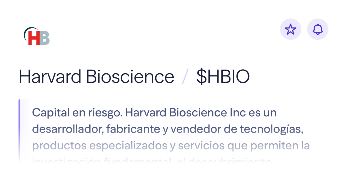Compra acciones de Harvard Bioscience | Precio de $HBIO | Lightyear