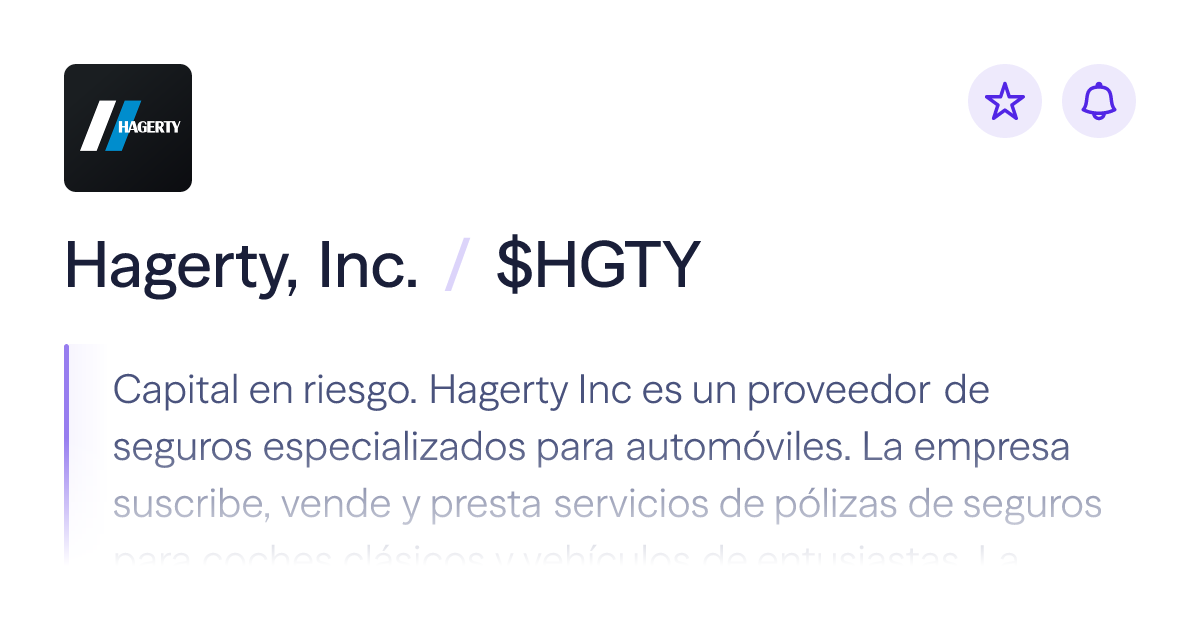 Compra acciones de Hagerty, Inc. | Precio de $HGTY | Lightyear