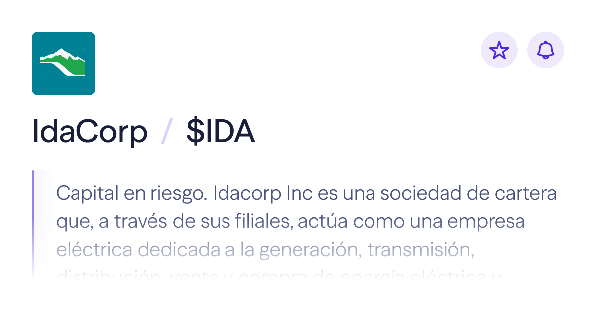 Compra acciones de IdaCorp | Precio de $IDA | Lightyear