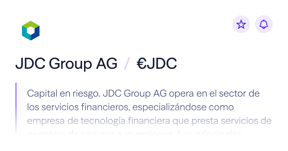 Compra acciones de JDC Group AG | Precio de €JDC | Lightyear