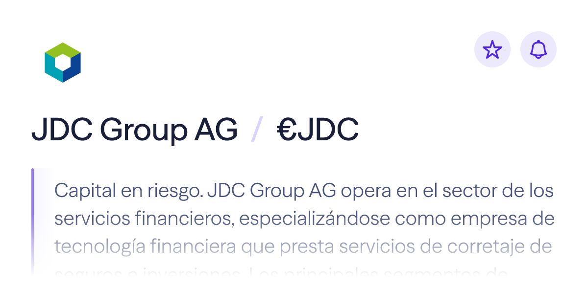 Compra acciones de JDC Group AG | Precio de €JDC | Lightyear