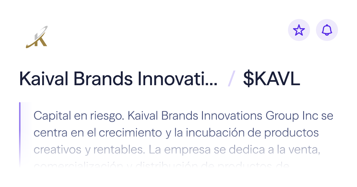 Compra acciones de Kaival Brands Innovations Group Inc. | Precio de ...