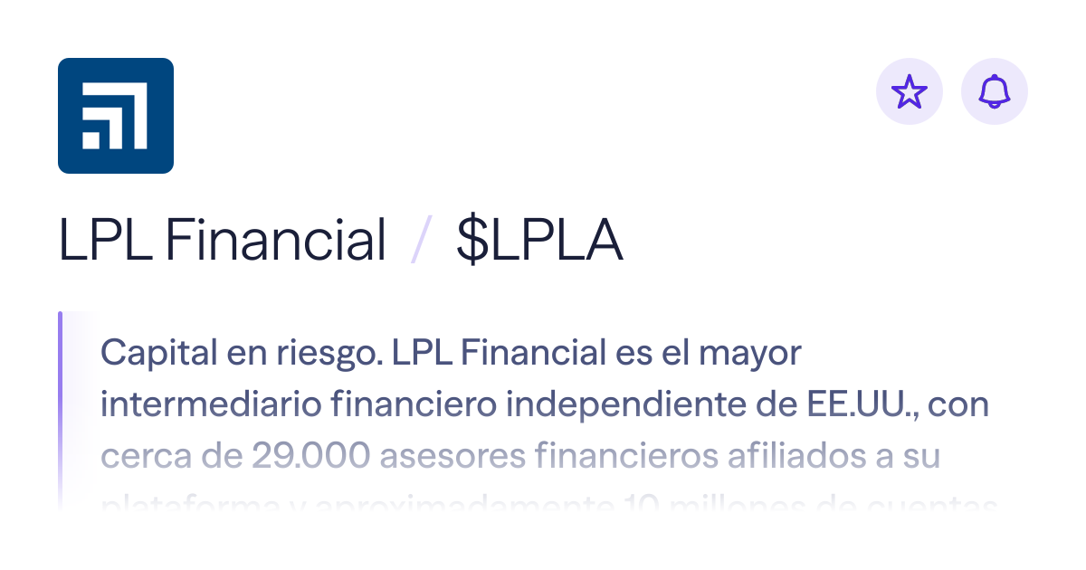 Compra acciones de LPL Financial | Precio de $LPLA | Lightyear