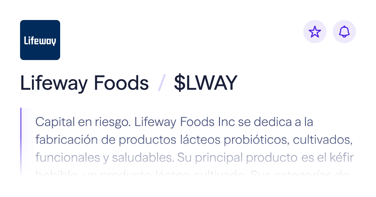 Compra acciones de Lifeway Foods | Precio de $LWAY | Lightyear
