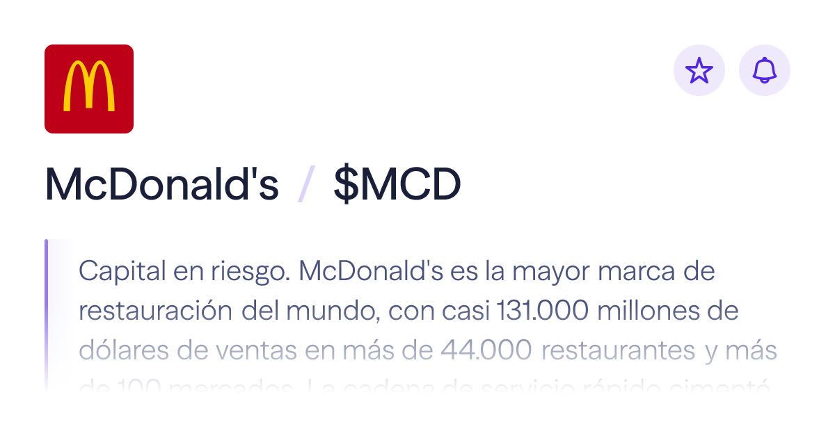 Compra acciones de McDonald's | Precio de $MCD | Lightyear