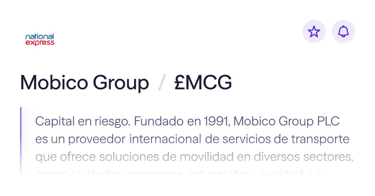 Compra acciones de Mobico Group | Precio de £MCG | Lightyear