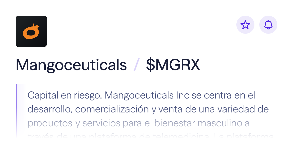 Compra acciones de Mangoceuticals | Precio de $MGRX | Lightyear