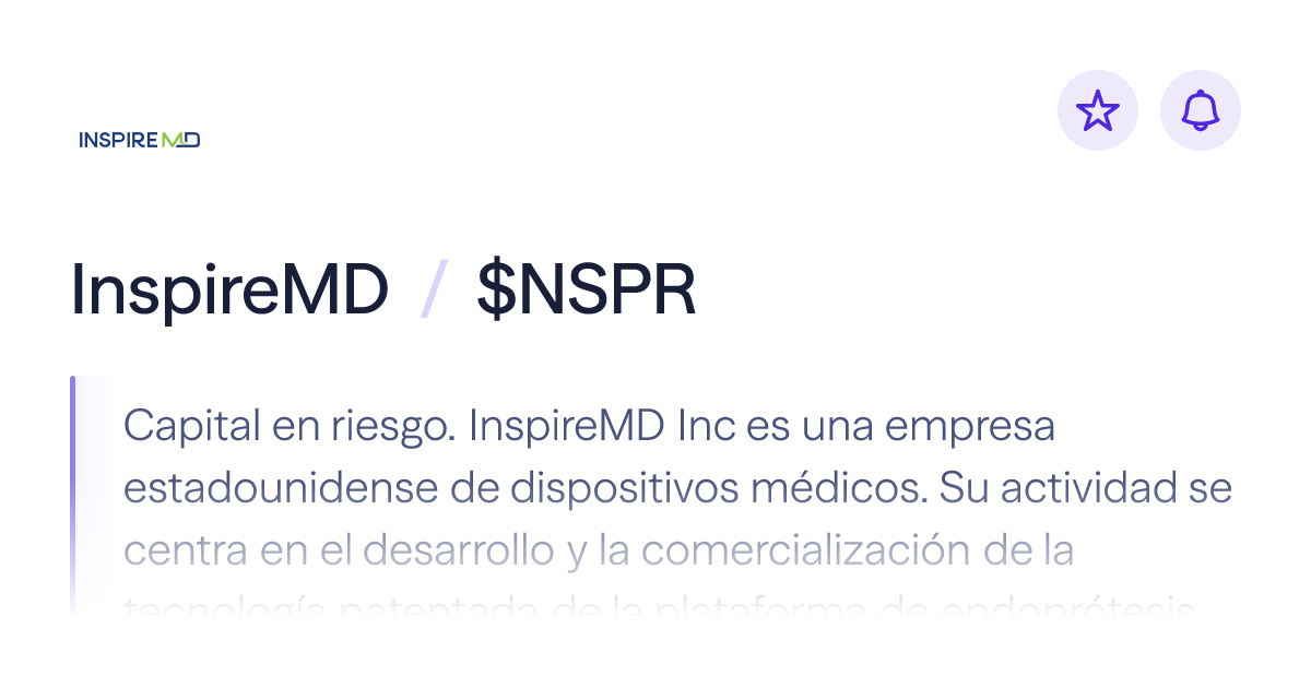 Compra acciones de InspireMD | Precio de $NSPR | Lightyear