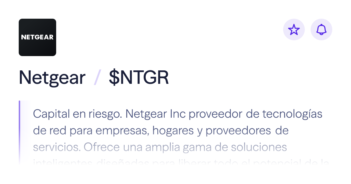 Compra acciones de Netgear | Precio de $NTGR | Lightyear