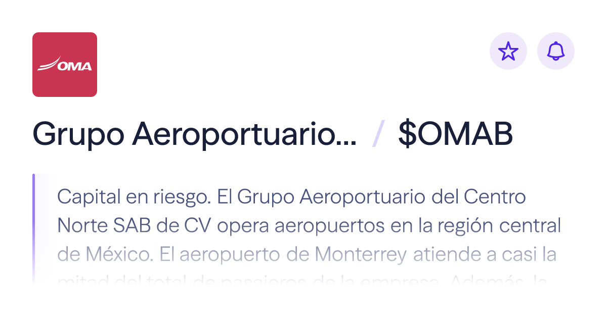 Compra acciones de Grupo Aeroportuario Centro Norte | Precio de $OMAB ...