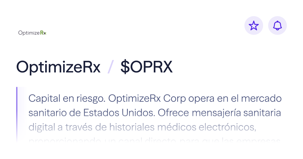 Compra acciones de OptimizeRx | Precio de $OPRX | Lightyear