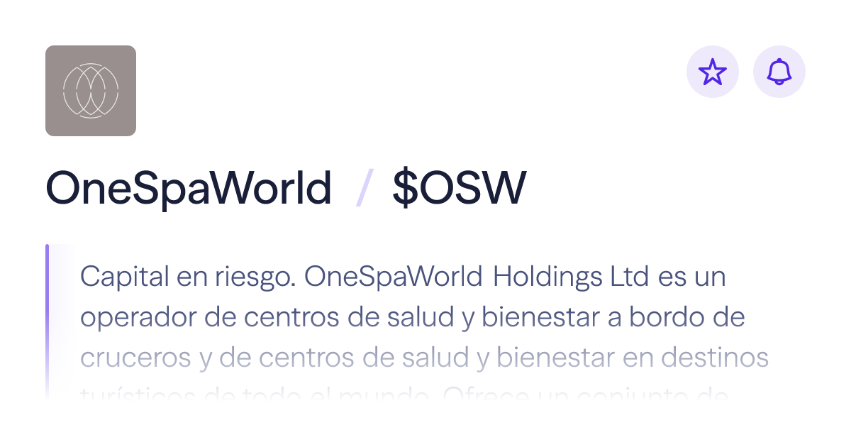 Compra acciones de OneSpaWorld | Precio de $OSW | Lightyear