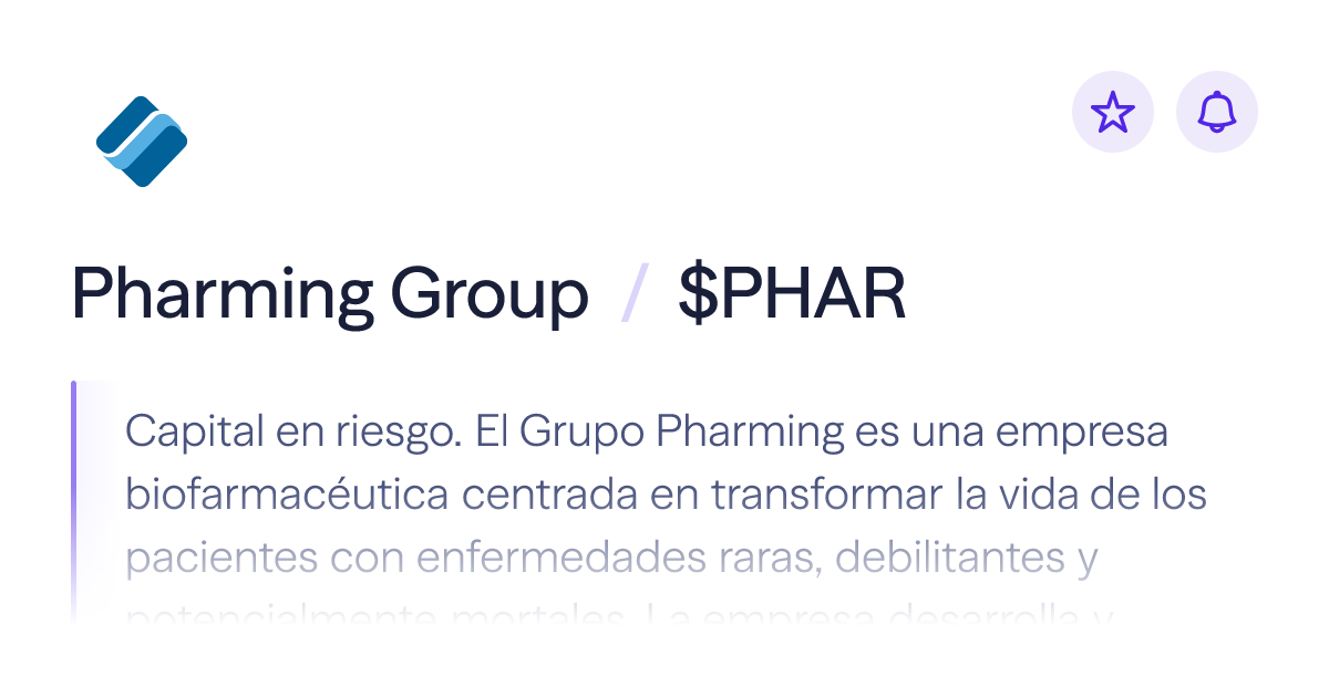 Compra acciones de Pharming Group | Precio de $PHAR | Lightyear