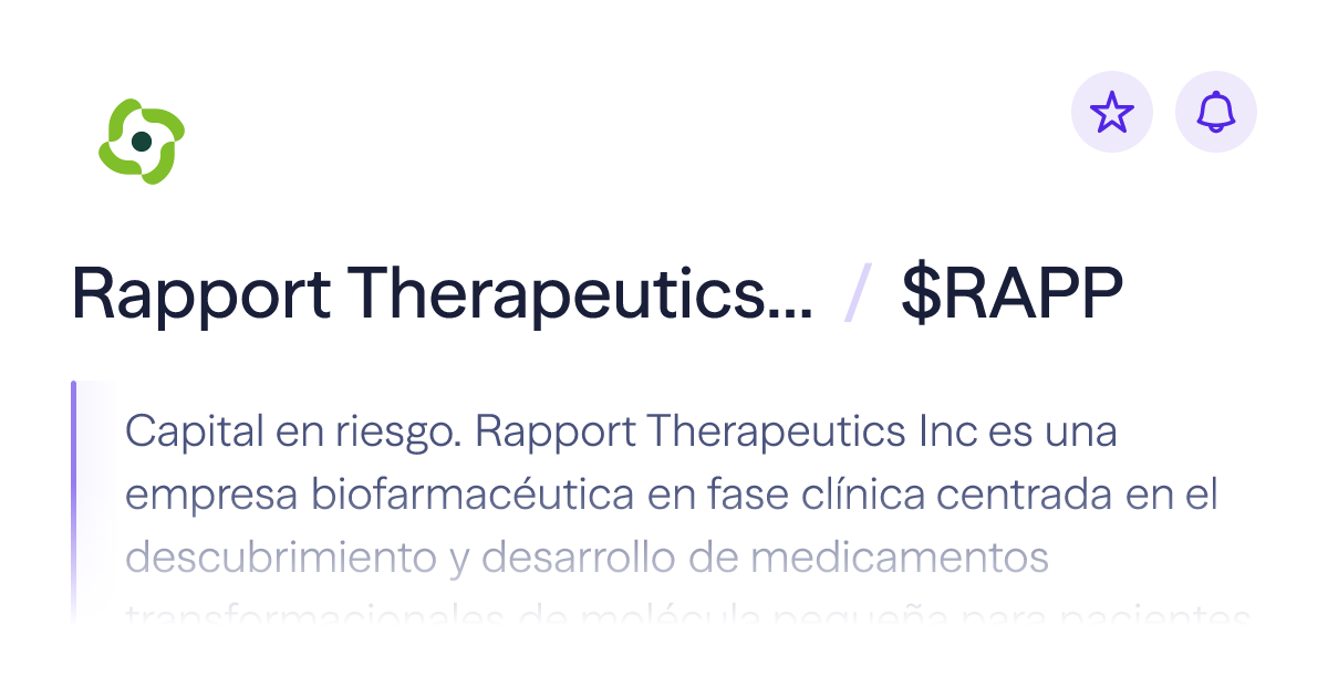 Compra acciones de Rapport Therapeutics, Inc. | Precio de $RAPP | Lightyear