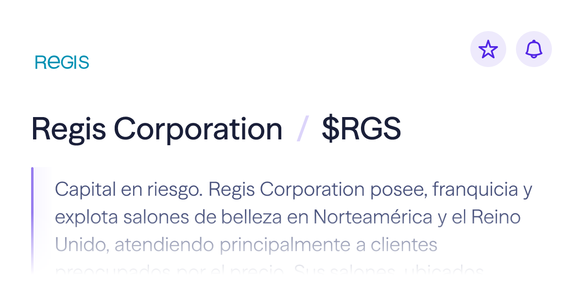 Compra acciones de Regis Corporation | Precio de $RGS | Lightyear