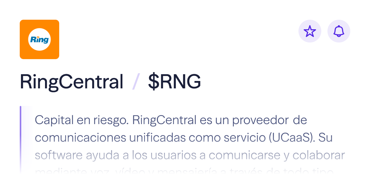 Compra acciones de RingCentral | Precio de $RNG | Lightyear