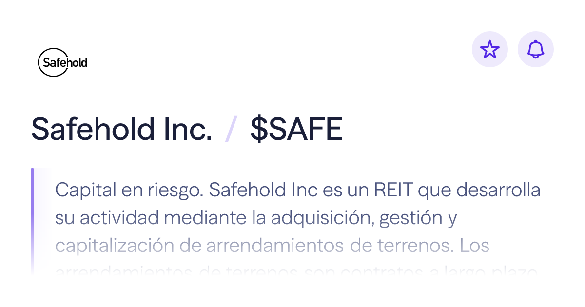 Compra acciones de Safehold Inc. | Precio de $SAFE | Lightyear