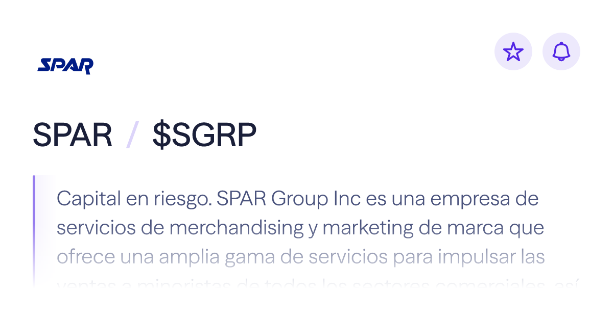Compra acciones de SPAR | Precio de $SGRP | Lightyear