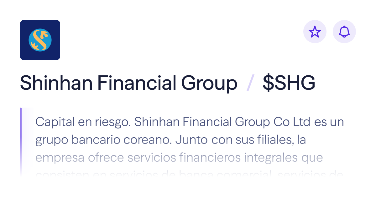 Compra acciones de Shinhan Financial Group | Precio de $SHG | Lightyear