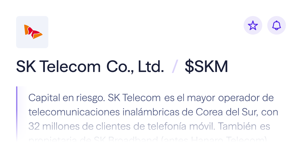 Compra acciones de SK Telecom Co., Ltd. | Precio de $SKM | Lightyear