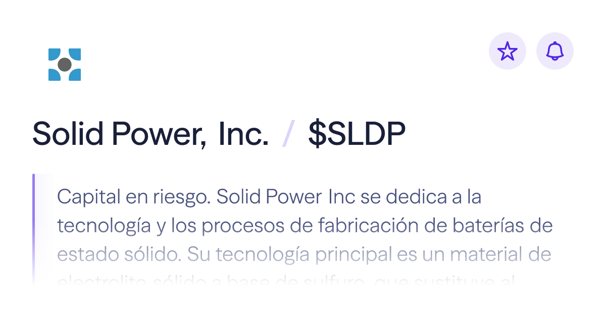 Compra acciones de Solid Power, Inc. | Precio de $SLDP | Lightyear