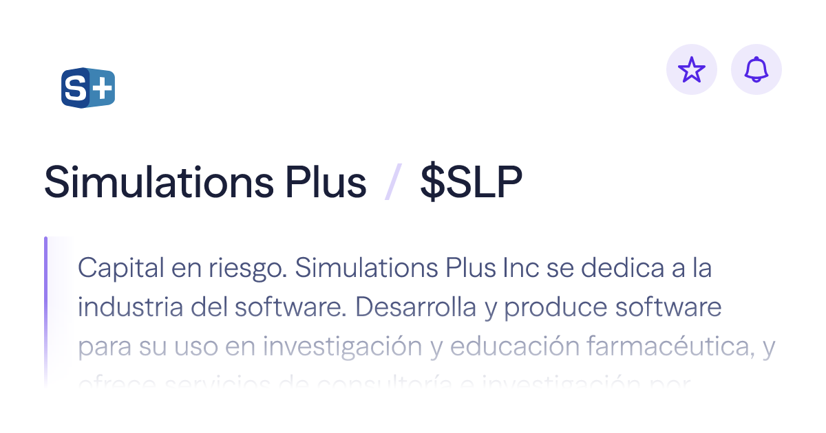 Compra acciones de Simulations Plus | Precio de $SLP | Lightyear