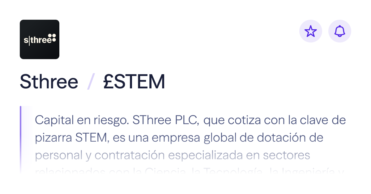 Compra acciones de Sthree | Precio de £STEM | Lightyear