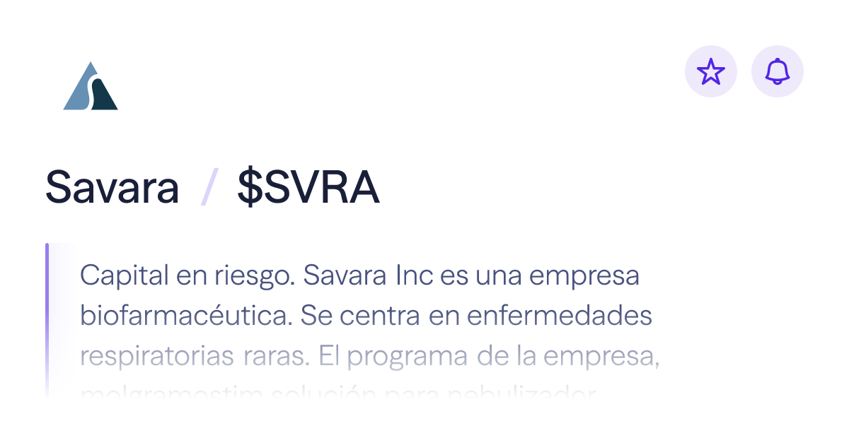 Compra acciones de Savara | Precio de $SVRA | Lightyear