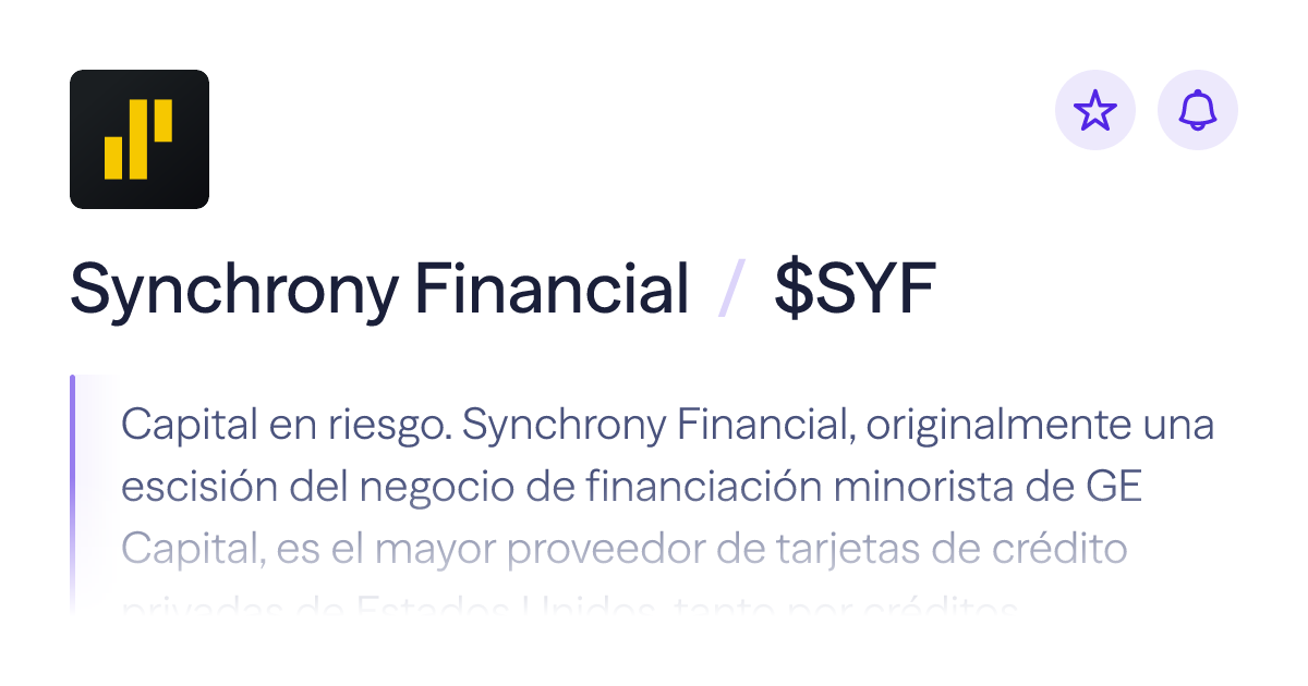 Compra acciones de Synchrony Financial | Precio de $SYF | Lightyear
