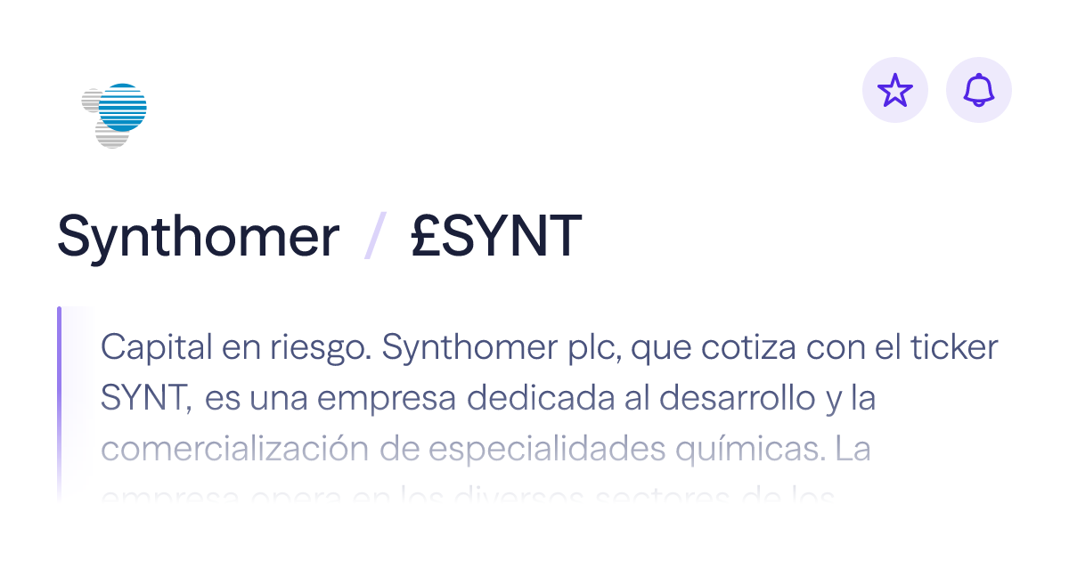 Compra acciones de Synthomer | Precio de £SYNT | Lightyear