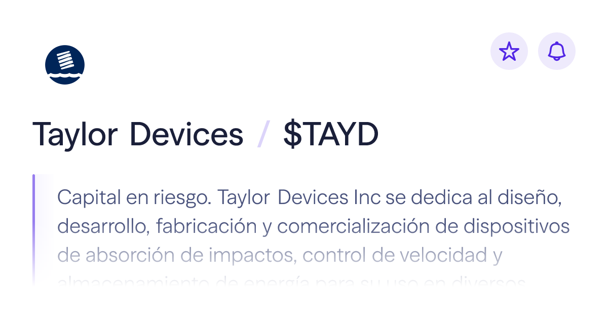 Compra acciones de Taylor Devices | Precio de $TAYD | Lightyear