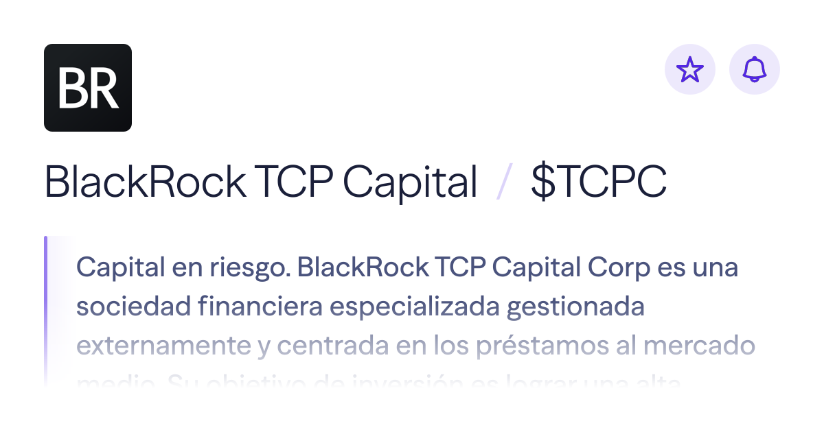 Compra acciones de BlackRock TCP Capital | Precio de $TCPC | Lightyear